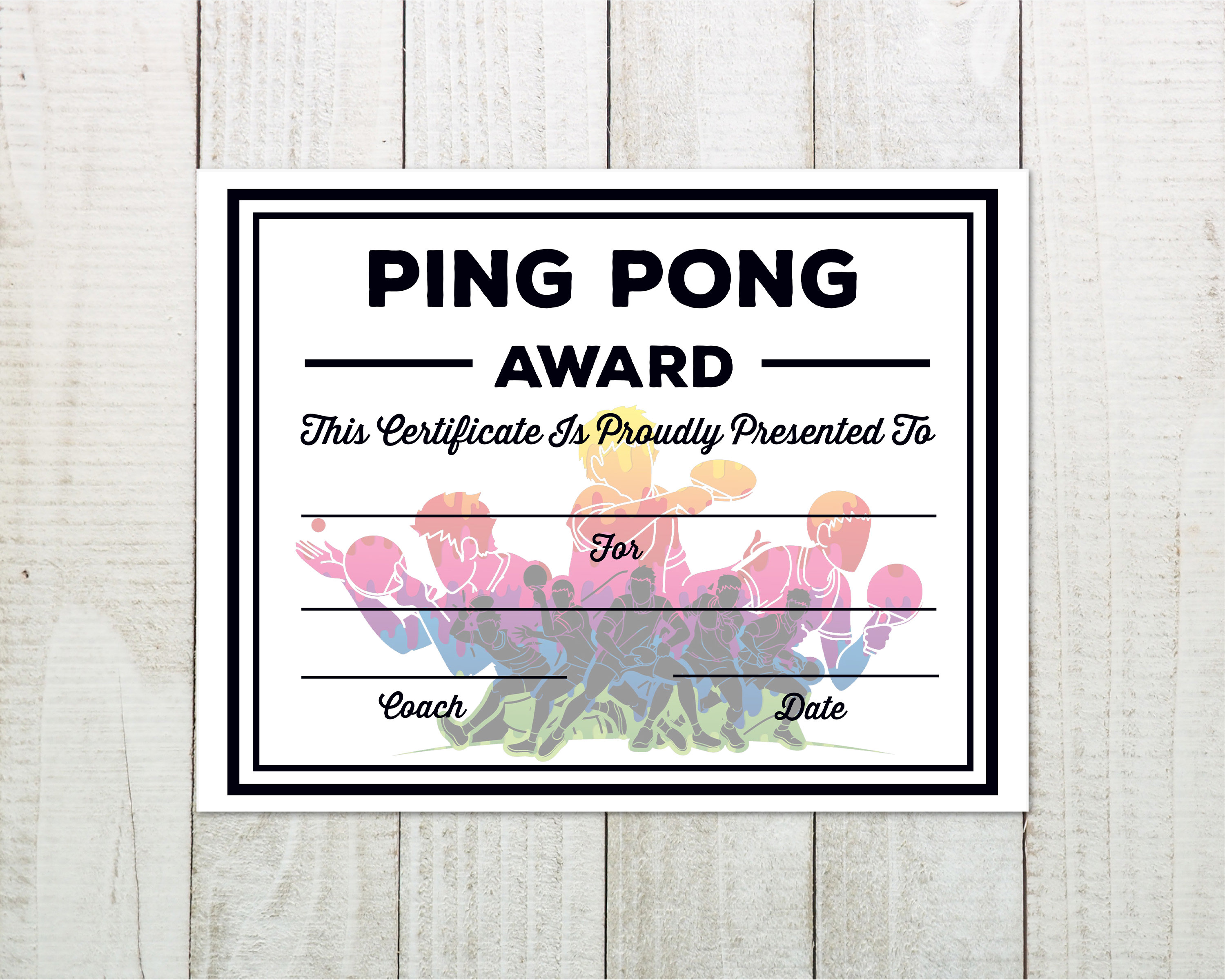 Ping Pong Certificate Instant Download / Ping Pong Award / - Etsy