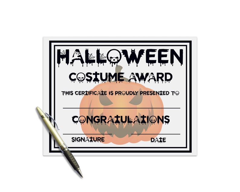 Halloween Certificate, Halloween Award, Halloween Costume Award ...