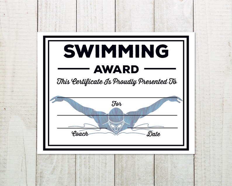 Swimming Certificate Instant Download / Swimming Awards / - Etsy