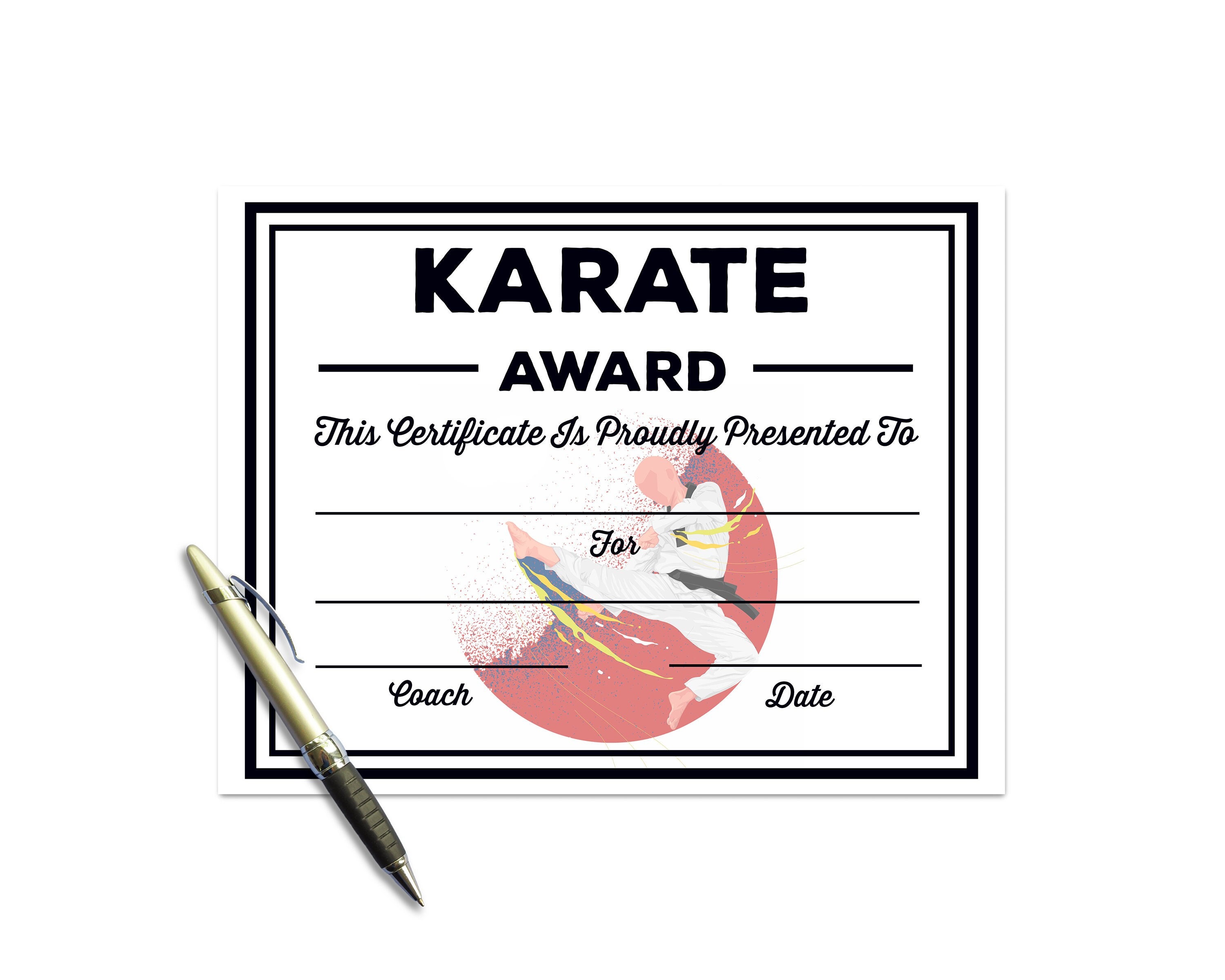 Karate Certificate Instant Download / Karate Awards / Karate ...