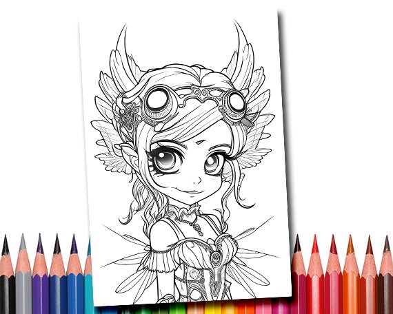 30 Steampunk Fairy Coloring Pages for Girls, Steampunk Coloring Pages ...