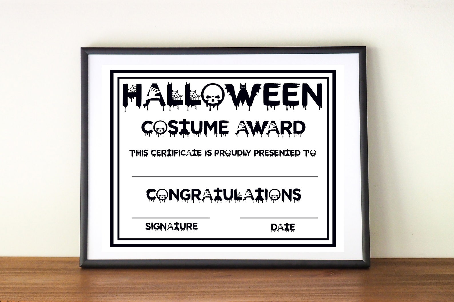 Halloween Certificate, Halloween Award, Halloween Costume Award ...