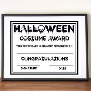 Halloween Certificate, Halloween Award, Halloween Costume Award ...