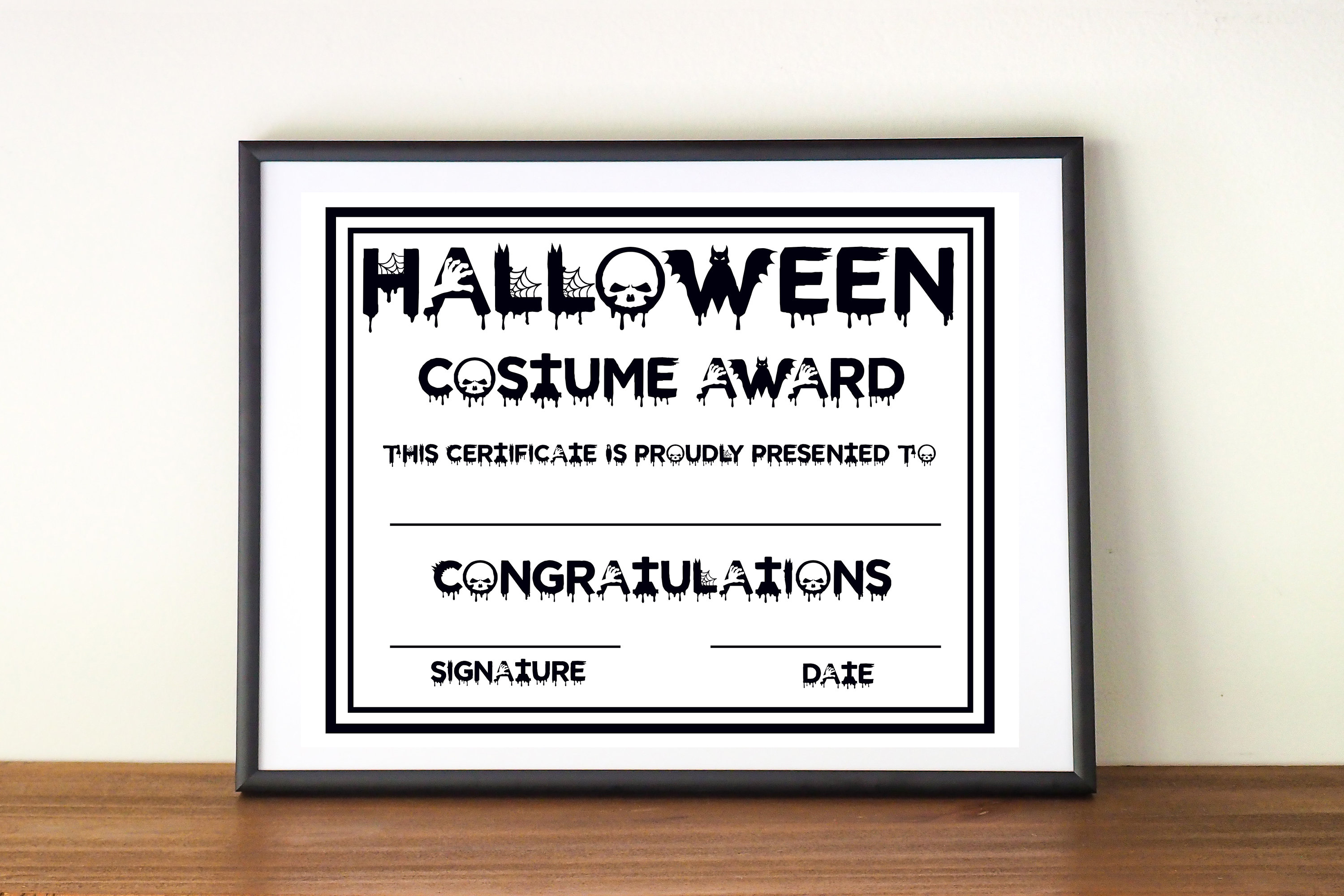Halloween Certificate, Halloween Award, Halloween Costume Award ...