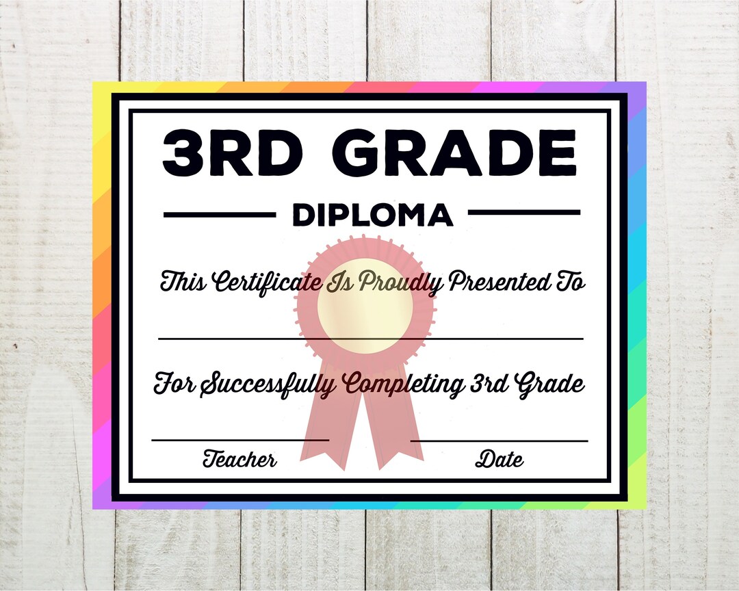 3rd Grade Diploma, 3rd Grade Graduation Diploma, 3rd Grade Certificate ...