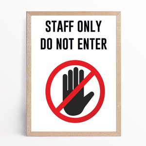 Staff Only Sign, Staff Only Door Sign, Printable Staff Only Sign, Do ...