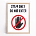 Staff Only Sign, Staff Only Door Sign, Printable Staff Only Sign, Do ...