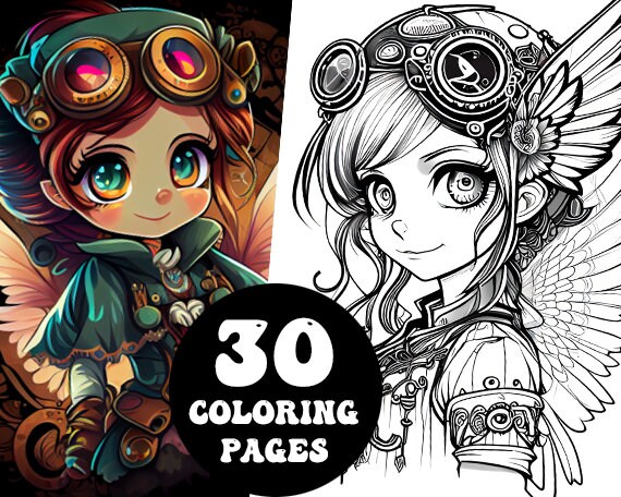30 Steampunk Fairy Coloring Pages for Girls, Steampunk Coloring Pages ...