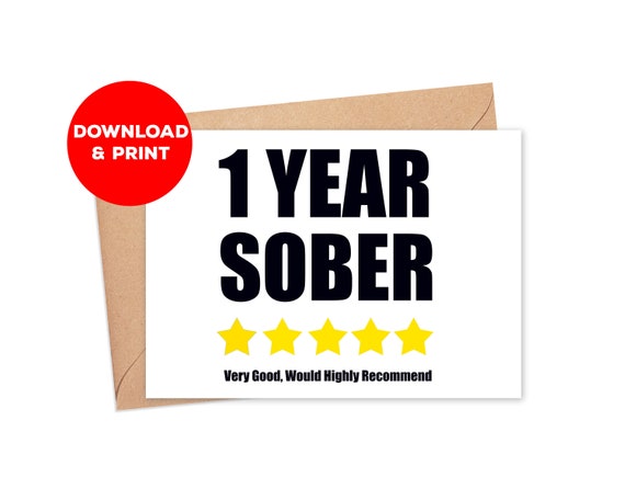 1 Year Sober Card / Sobriety Cards / Sober Anniversary Card / | Etsy