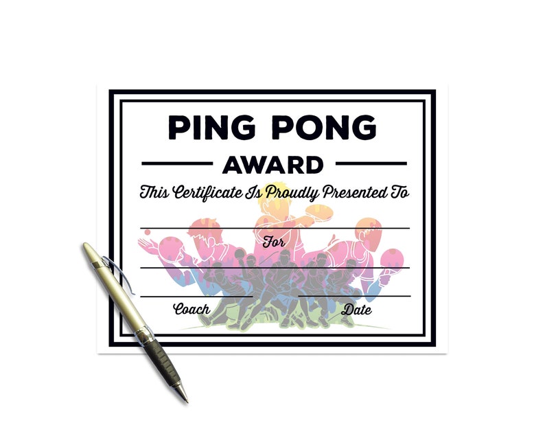 Ping Pong Certificate Instant Download / Ping Pong Award / - Etsy