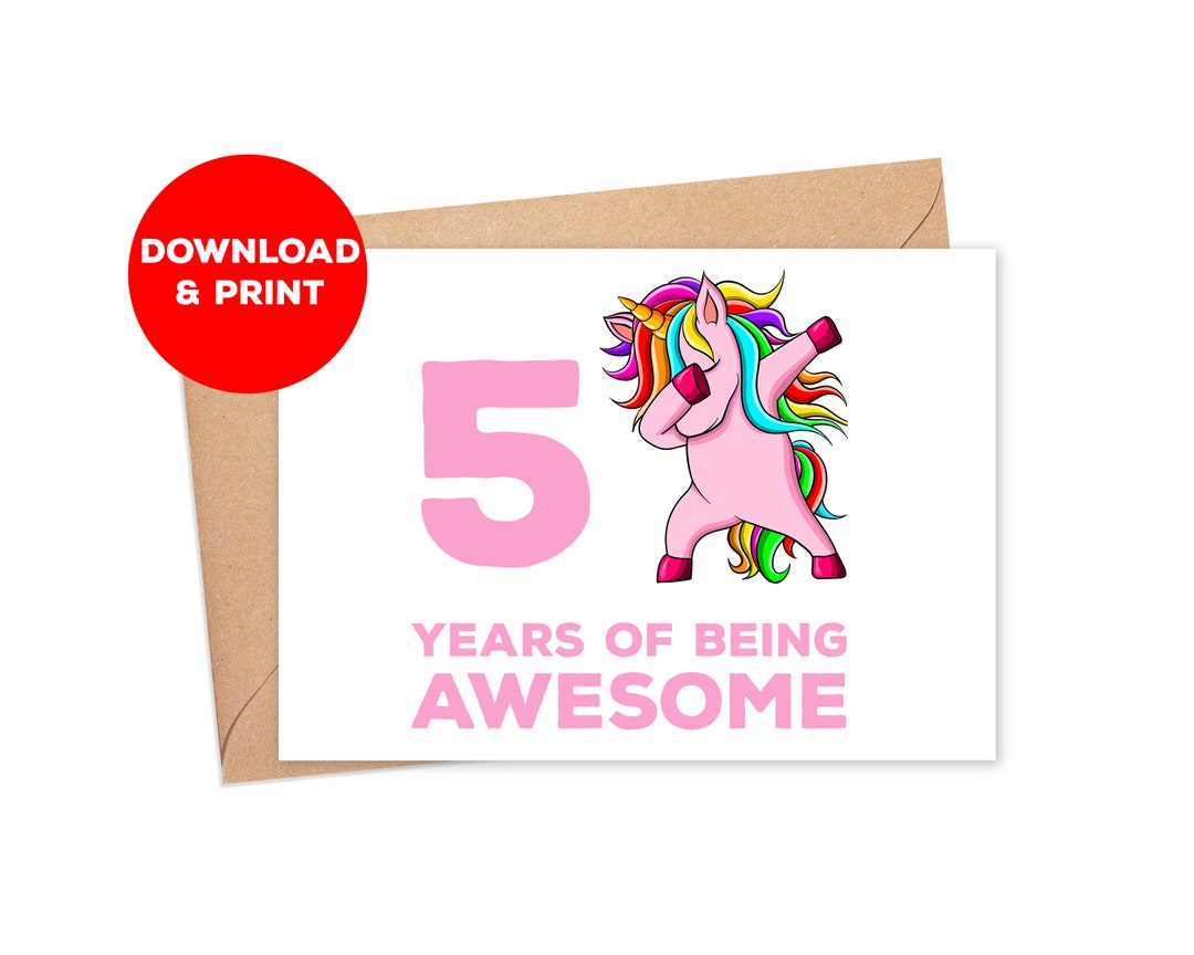 5th Birthday Card For A Girl Printable Birthday Card For Etsy 5th-birthday-card-for-a-girl-printable-birthday-card-for-etsy