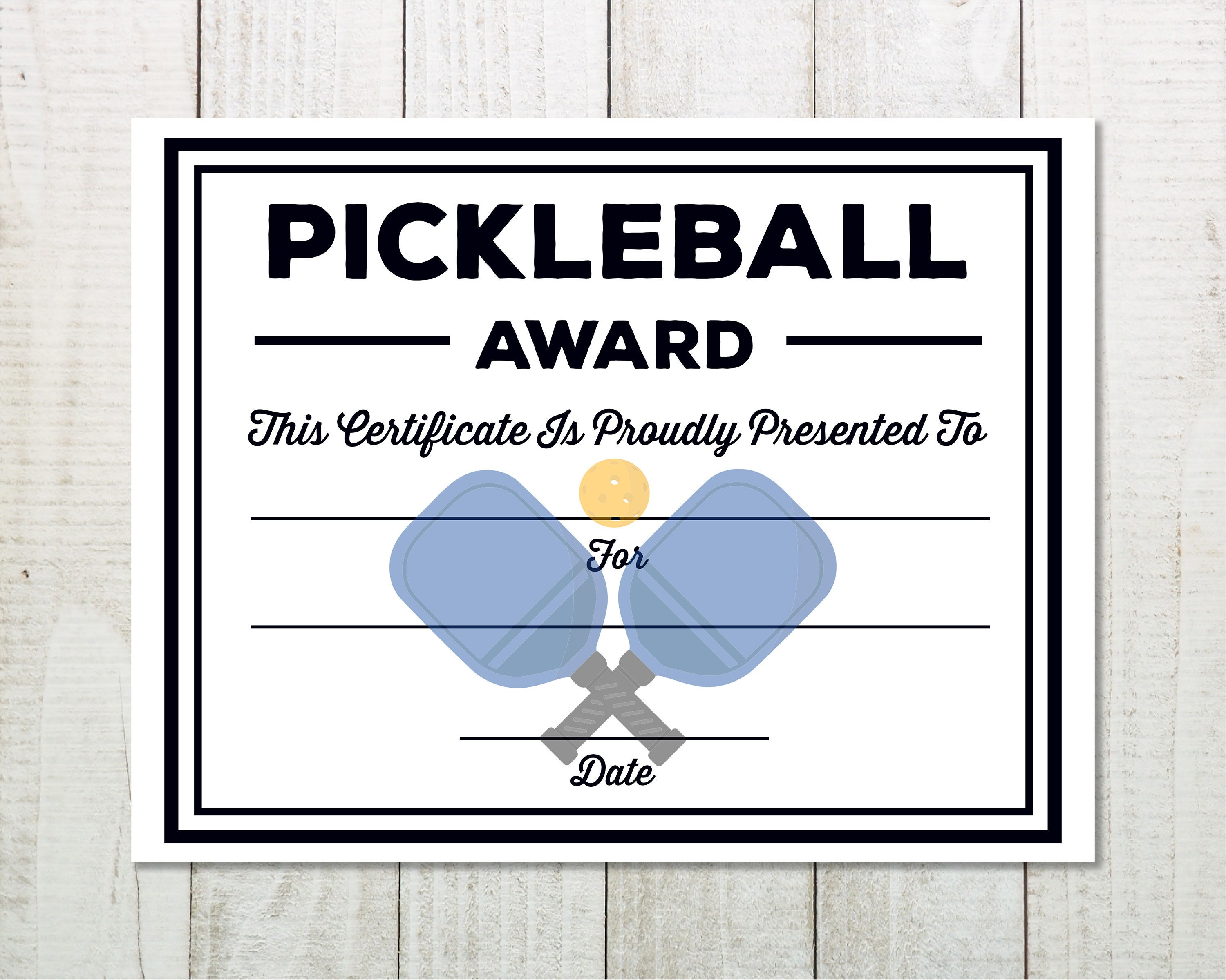 Pickleball Award, Pickleball Certificate, Pickle Ball Award, Pickle ...