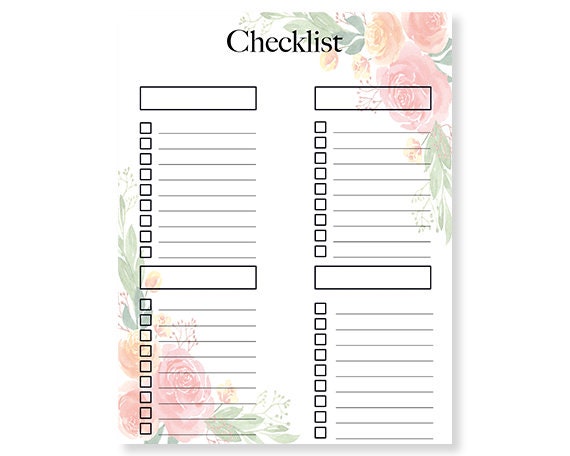 Blank Checklist, Printable Checklist, Printable to Do List, Simple ...