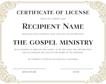 Pastor Ordination Certificate Template Editable Certificate - Etsy