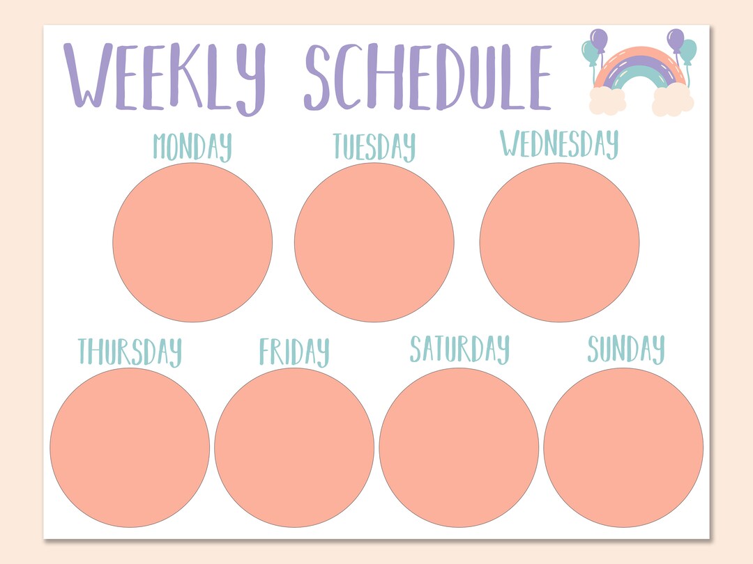 Printable Weekly Schedule for Kids, Kids Weekly Schedule, Kids Weekly ...