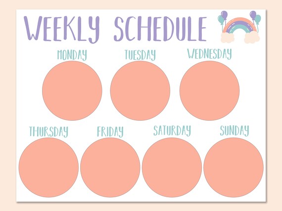 Printable Weekly Schedule for Kids Kids Weekly Schedule Kids - Etsy