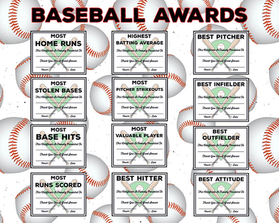 Baseball Certificate Instant Download / Baseball Awards / Baseball ...