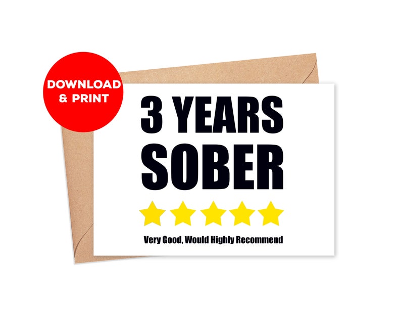 3 Years Sober Card / Sobriety Cards / Sober Anniversary Card / Sober ...