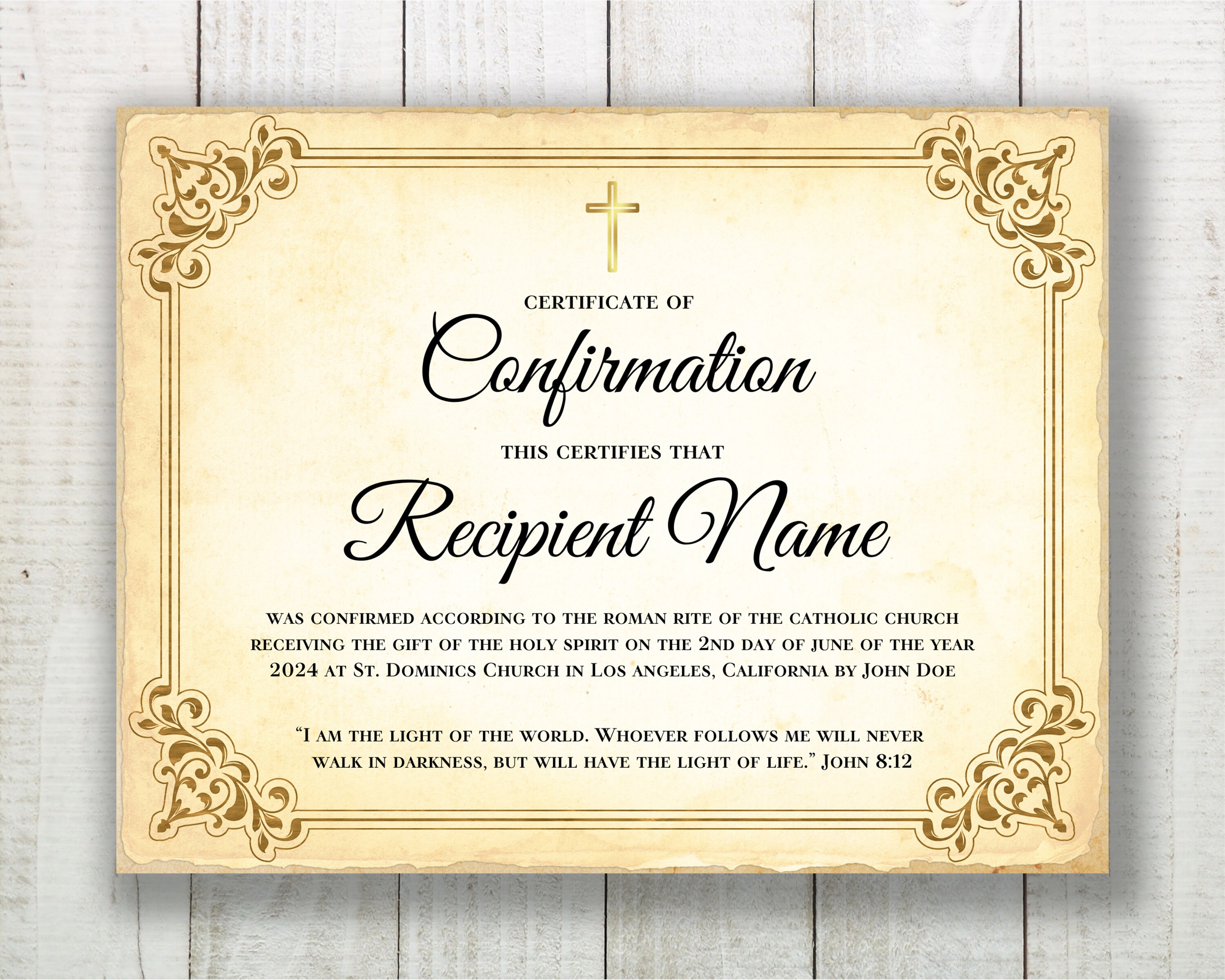 Certificate of Confirmation Template, Editable Confirmation Certificate ...