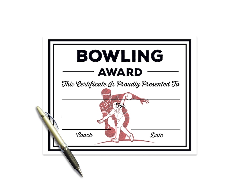Bowling Certificate Instant Download / Bowling Award / Bowling ...