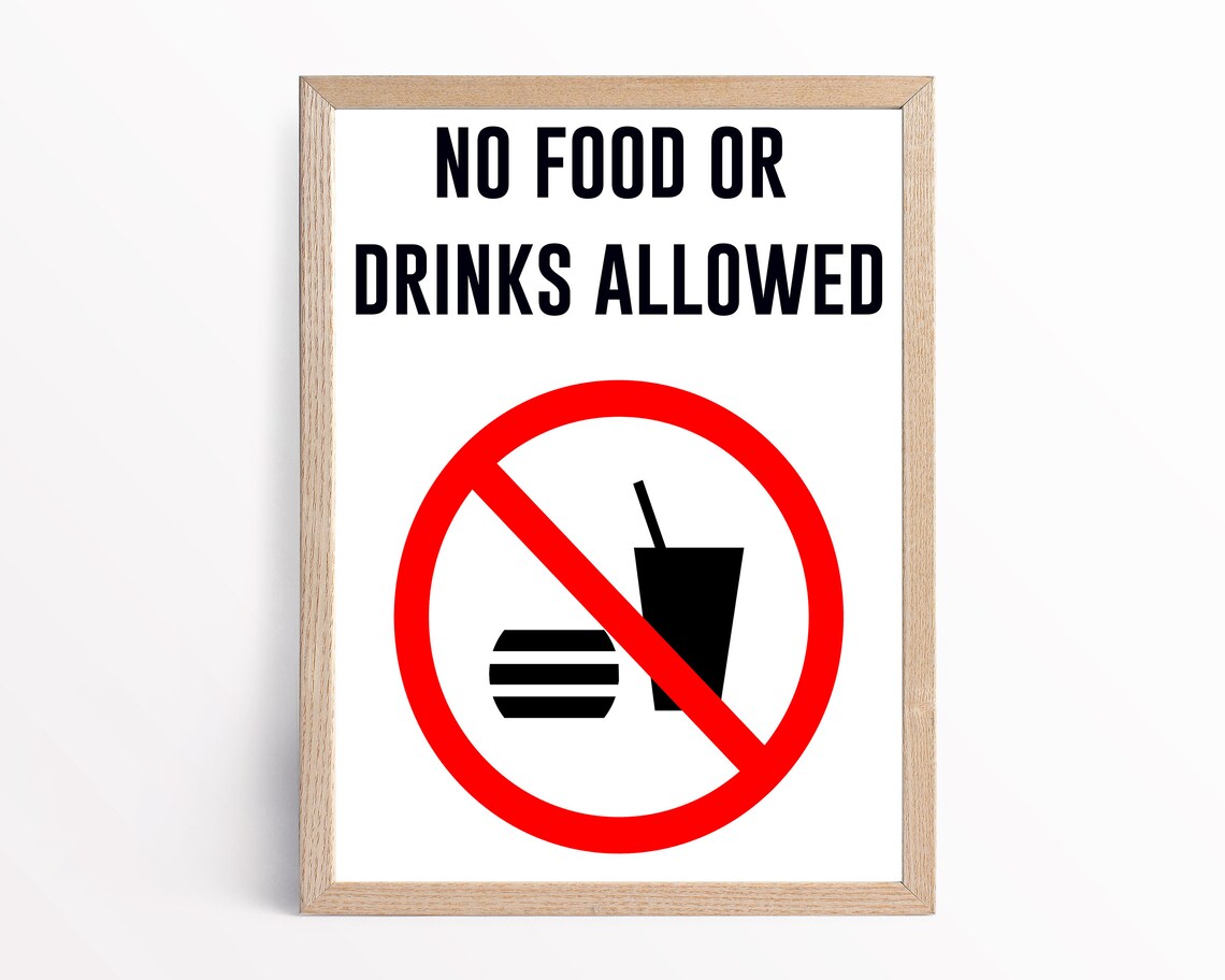 Printable No Food or Drinks Allowed Sign No Food or Drink - Etsy