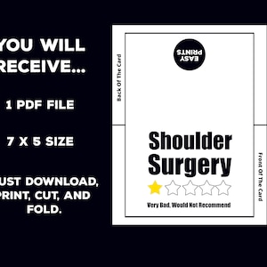 Printable Shoulder Surgery Card / Shoulder Surgery Card / Shoulder ...