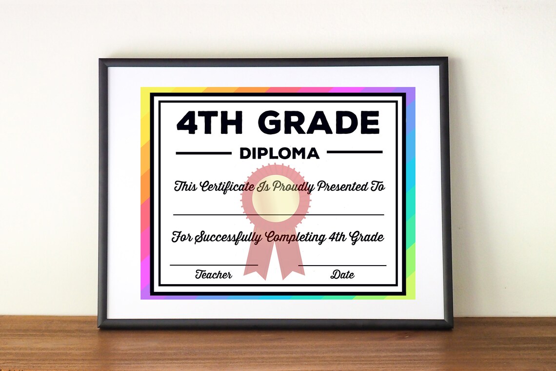 4th Grade Diploma, 4th Grade Graduation Diploma, 4th Grade Certificate ...
