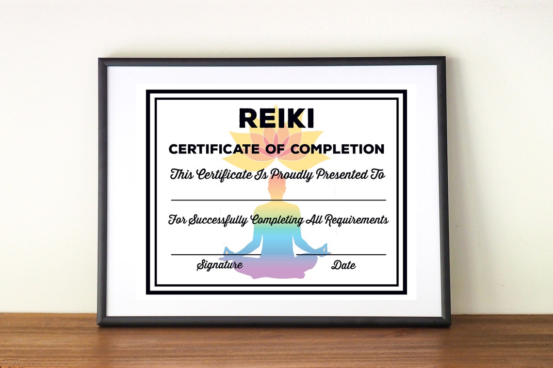 Printable Reiki Certificate, Certificate of Completion, Reiki Diploma ...