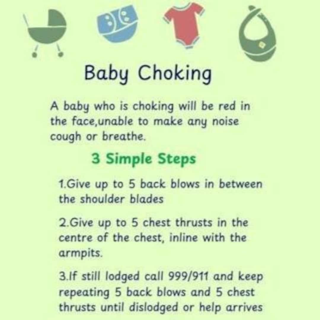 Infant Choking Chart Baby First Aid Poster Nursery Decor New Parent ...