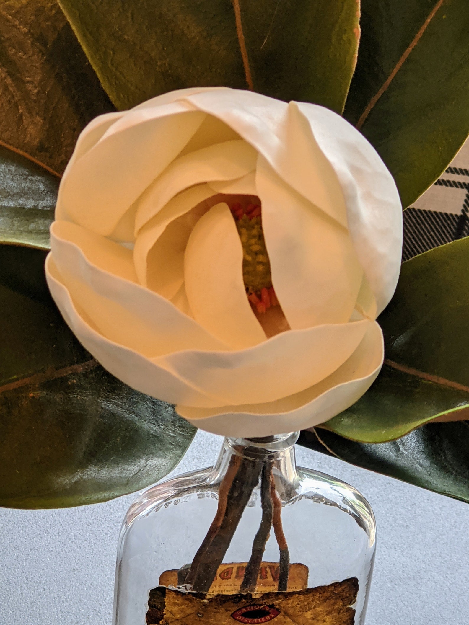 Magnolia Flower in a Vintage Bourbon Bottle. - Etsy UK