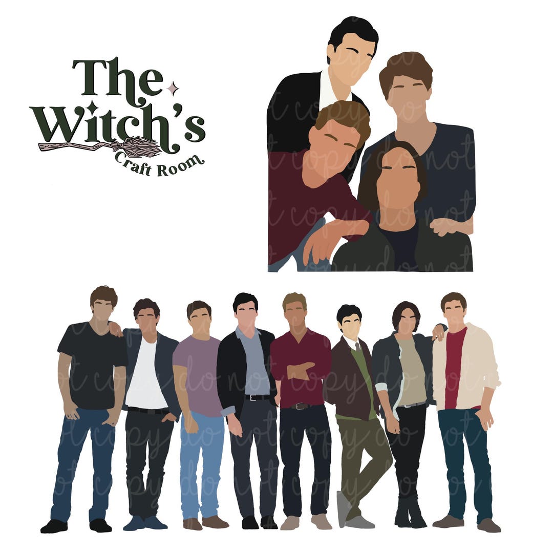 Trendy 7-person Group Digital PNG Printable Character Illustration for ...