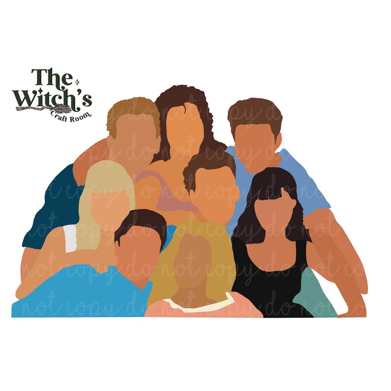 Retro 90s Teen Drama Cast Huddle Inspired PNG | Digital Download - Etsy