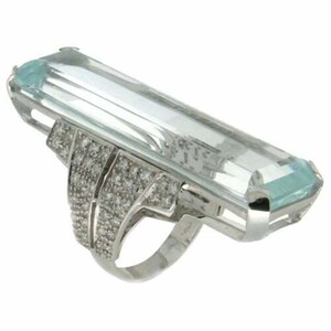 Large Aqua Blue Baguette and Round Cut CZ Stone Wedding Ring, 925 Silver Engagement Ring ...