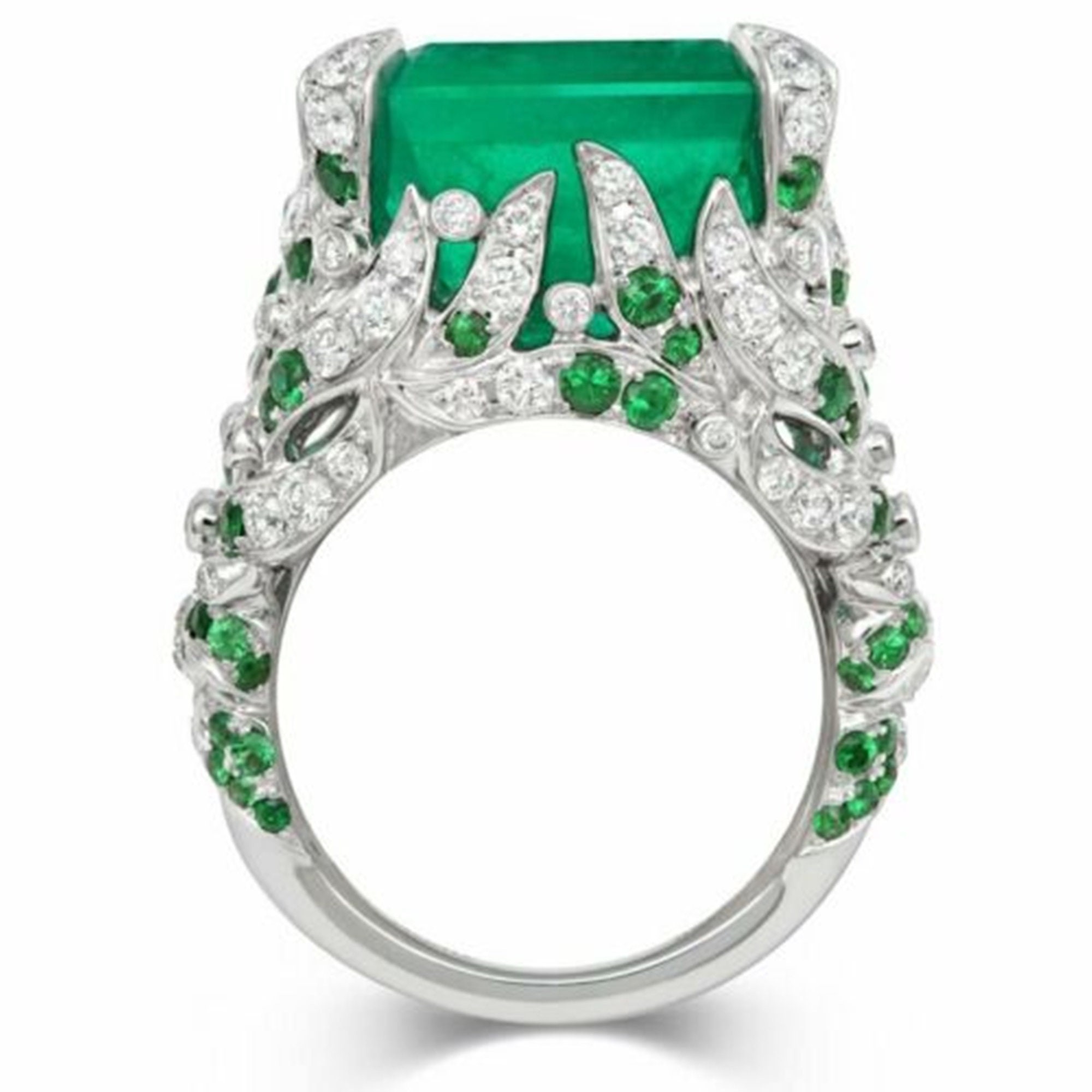 Stunning Green Emerald Cut Diamond Ring Cocktail Ring | Etsy