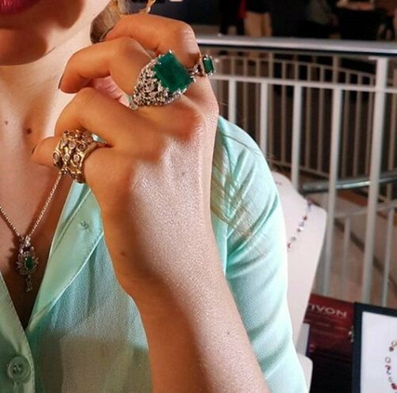 Stunning Green Emerald Cut Diamond Ring Cocktail Ring - Etsy