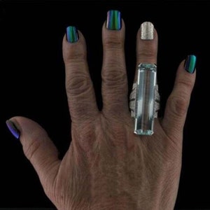 Large Aqua Blue Baguette and Round Cut CZ Stone Wedding Ring, 925 Silver Engagement Ring ...