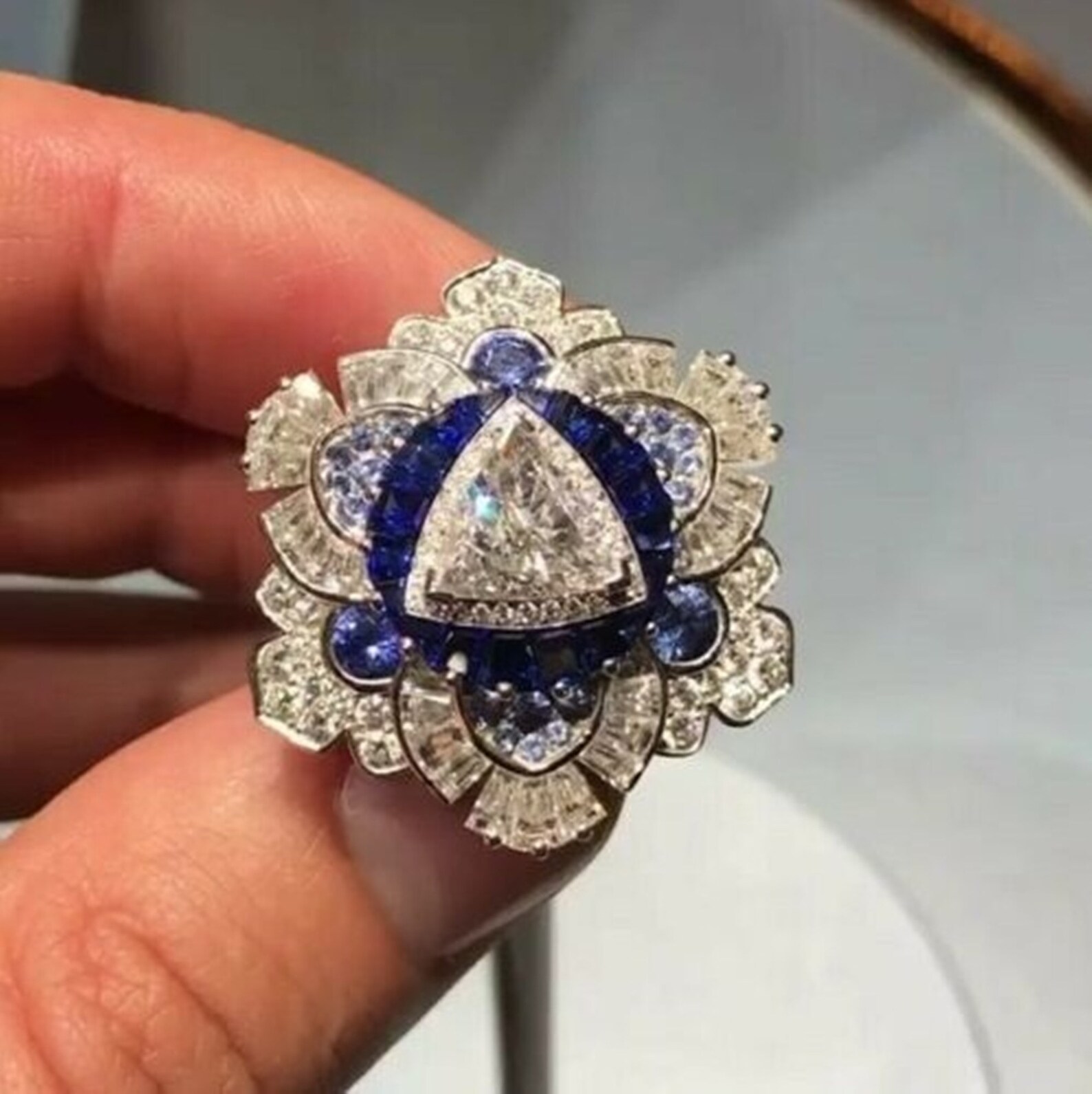 Beautiful Trilliant Cut Diamond Ring Multi-stone Set Wedding - Etsy