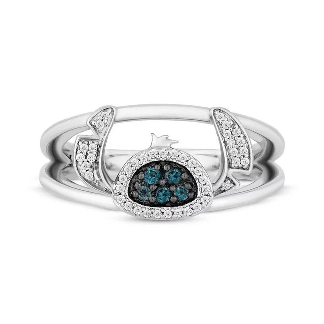 Lilo & Stitch Promise Ring, Cartoon Inspired Ring, Topaz and White ...