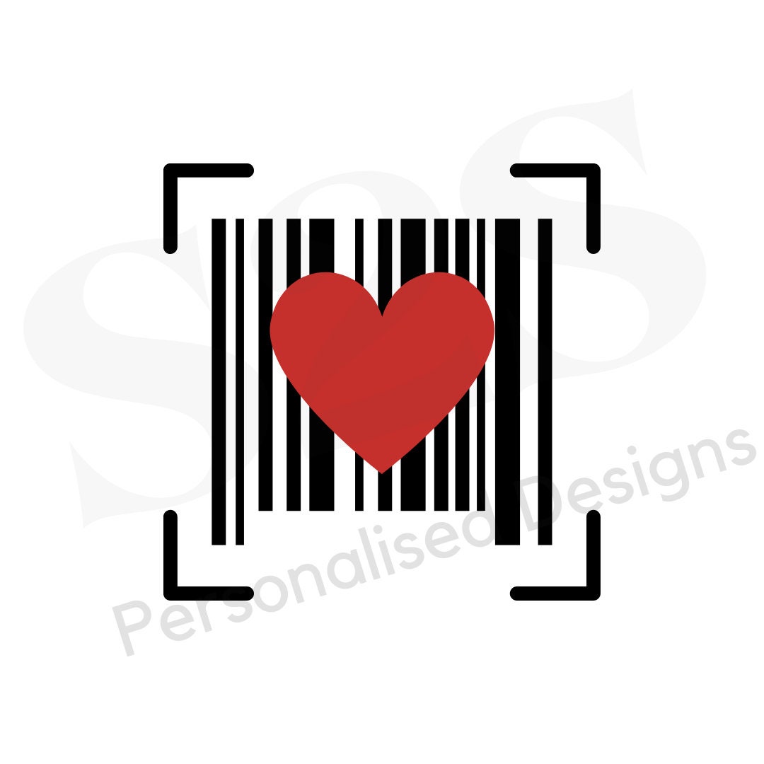 BARCODE HEART Valentine SVG, Instant Digital Download, Cut File ...