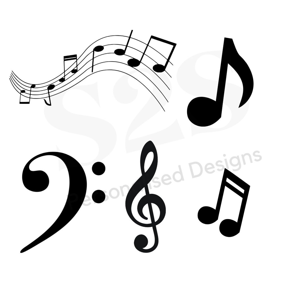 MUSICAL NOTES Treble Clef Music Lover SVG Bundle, Instant Digital ...