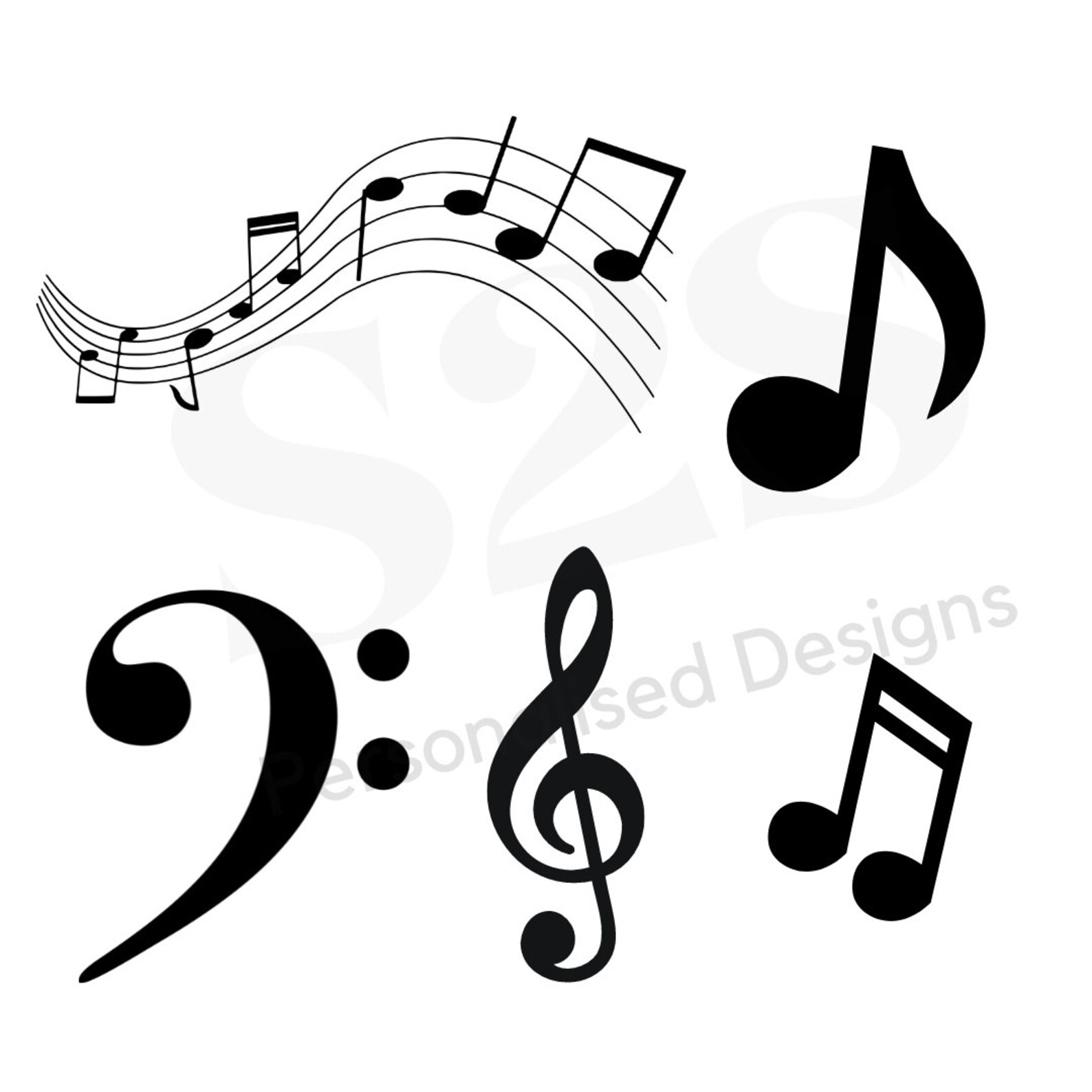 MUSICAL NOTES Treble Clef Music Lover SVG Bundle, Instant Digital ...