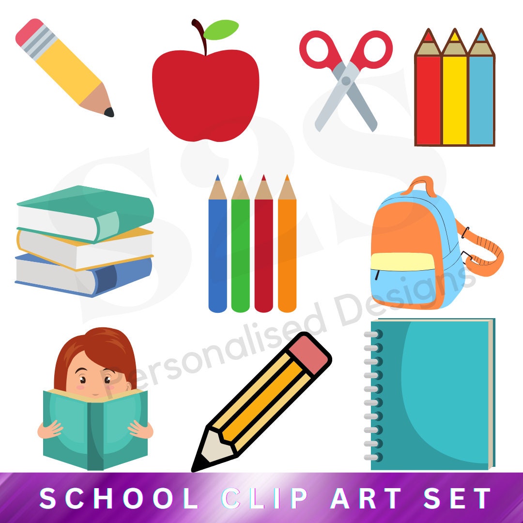 Back to School, School Clip Art Bundle Digital Download, 1x SVG per ...