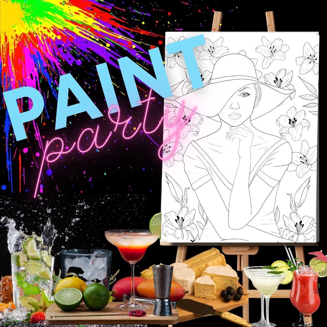 Bridal Paint Party Activity Pre Drawn Paint Party and Sip Canvas ...