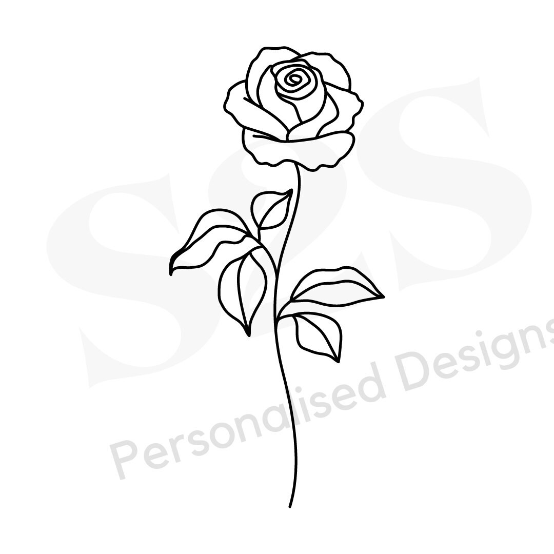 ROSE OUTLINE Flower SVG, Instant Digital Download, Cut File, Digital ...