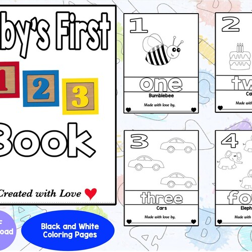 Baby's First 123 Book Baby Shower Coloring Pages Baby - Etsy