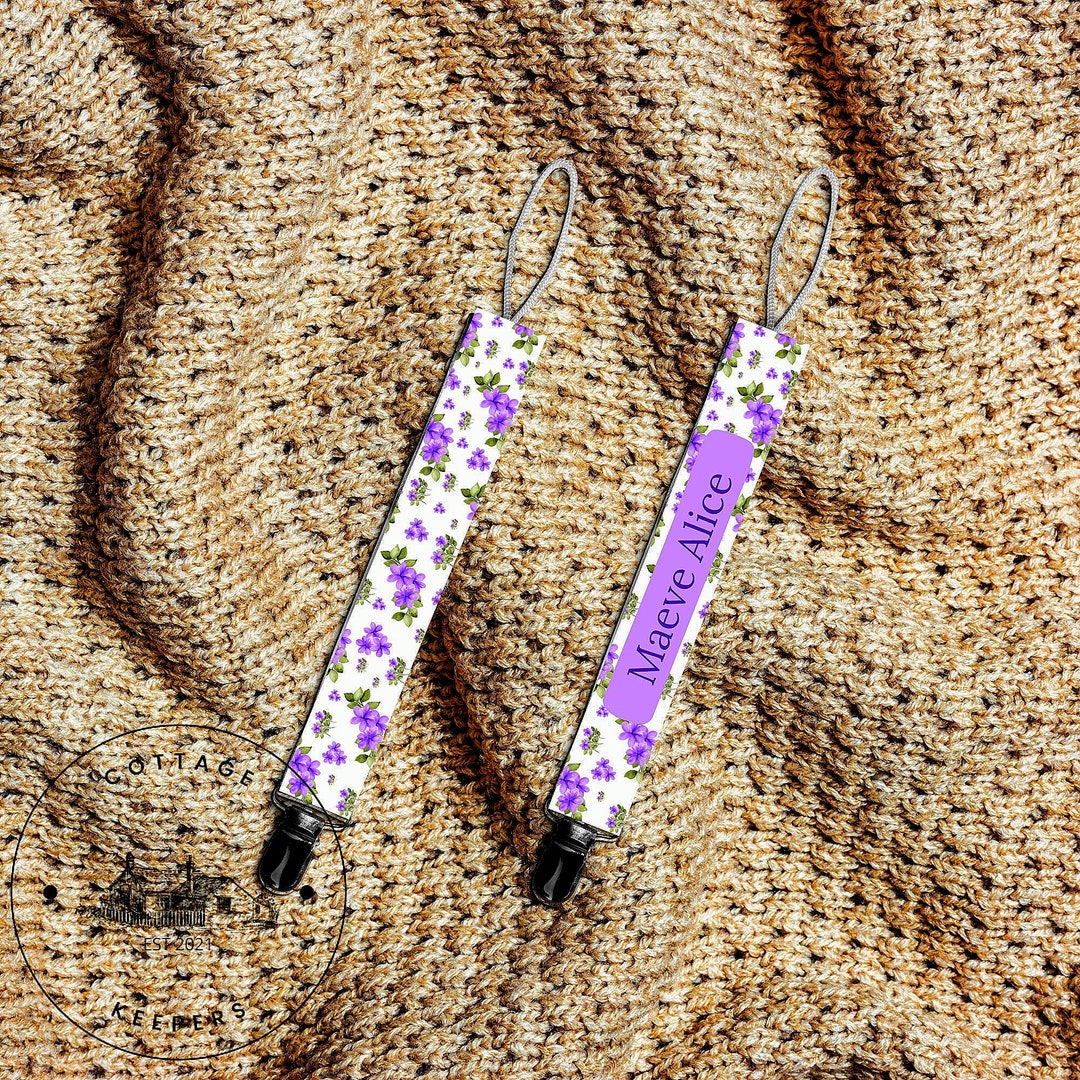 Personalized Floral Pacifier Clip, Custom Pacifier Clip, Paci Clip ...