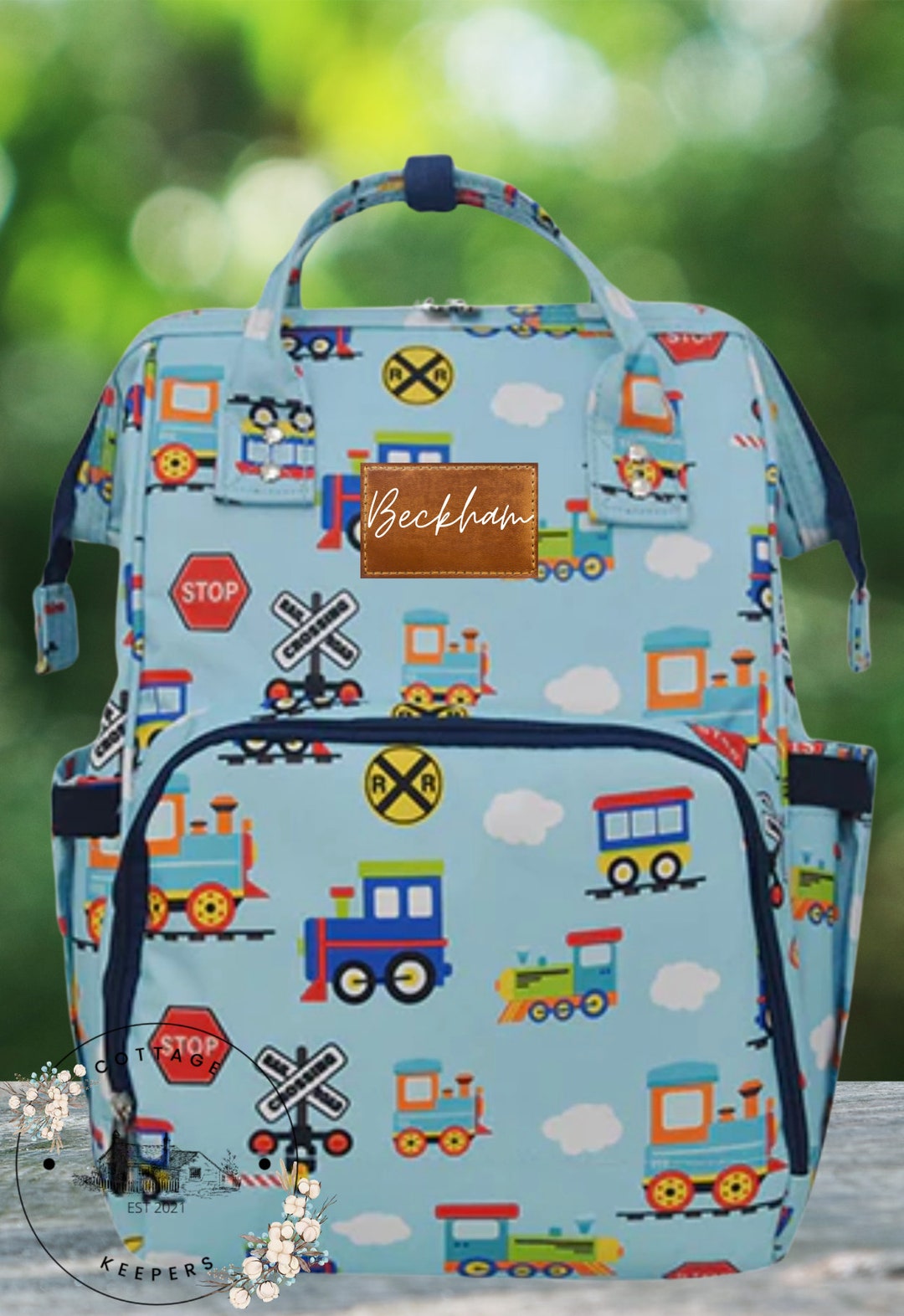 Baby Boy Backpack Diaper Bag, Personalized Backpack Diaper Bag, Train ...