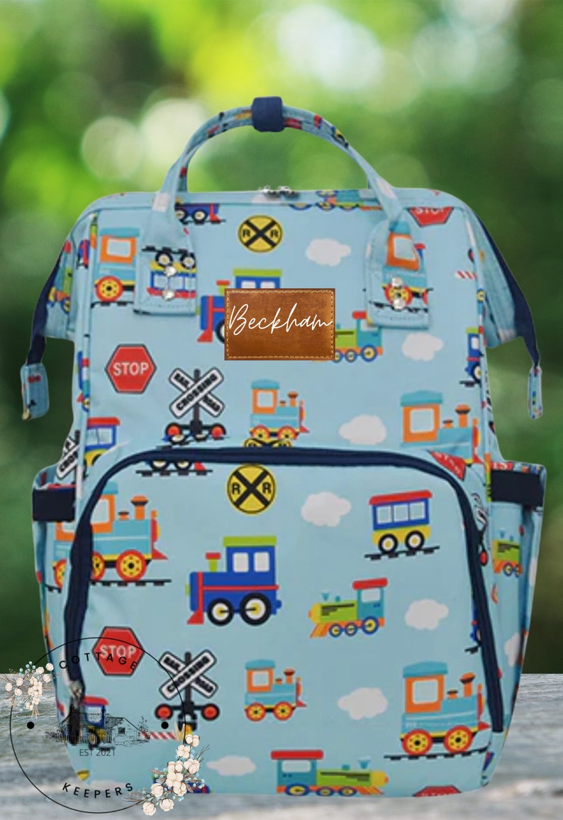 Baby Boy Backpack Diaper Bag, Personalized Backpack Diaper Bag, Train Diaper Bag, Backpack ...