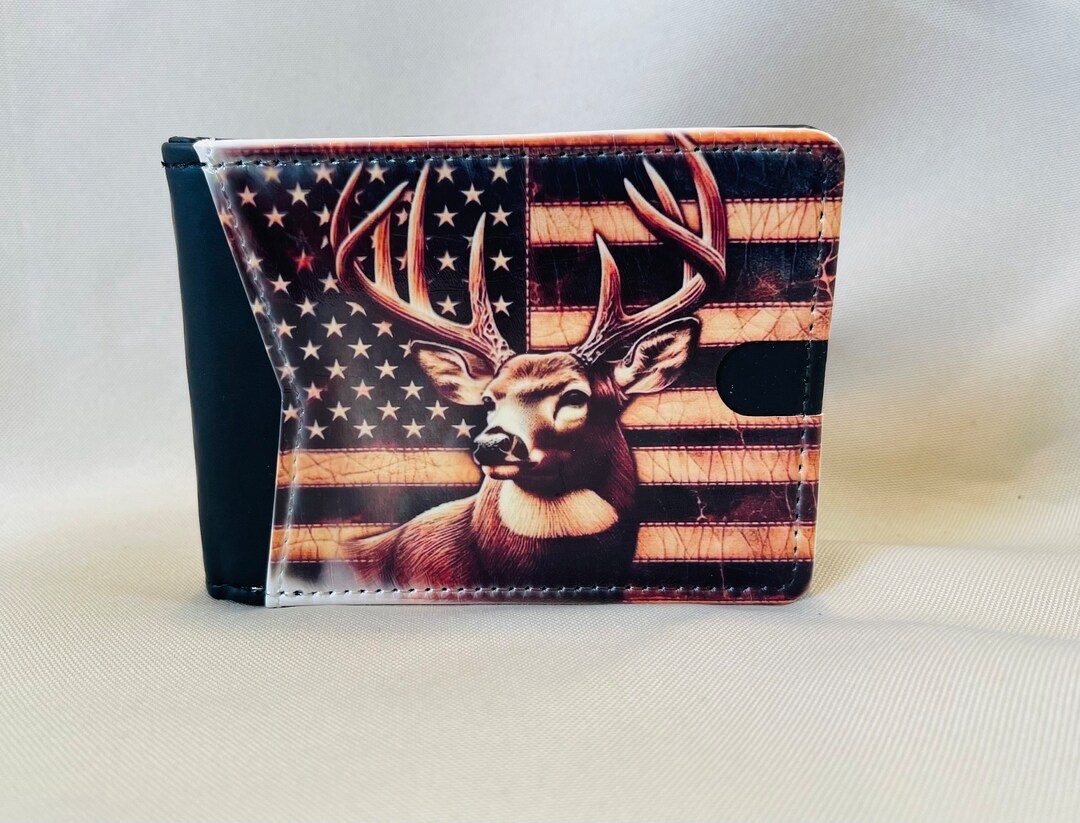 Deer Hunting Patrioitc Wallet, Wallet for Men, Bi-fold Wallet for Men ...