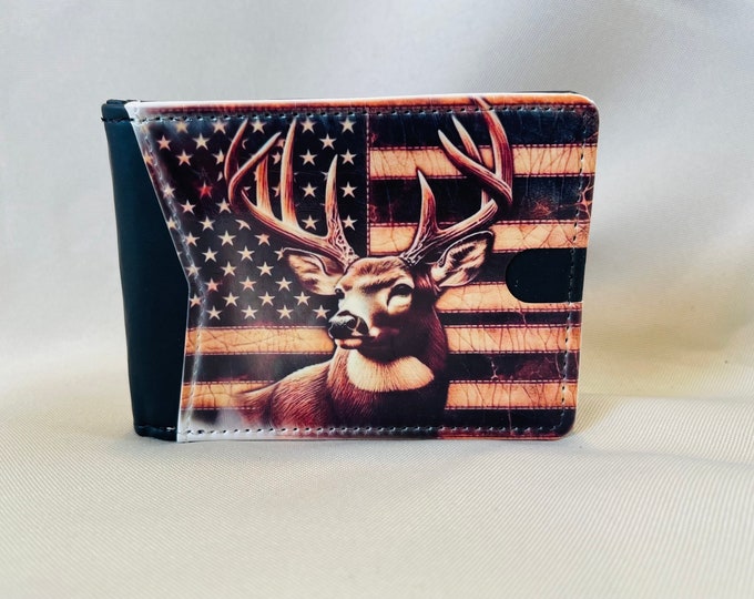 Deer Hunting Patriotic Wallet, Wallet for Men, Bi-fold Wallet for Men ...